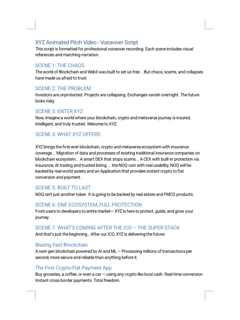 XYZ Voiceover Script | PDF