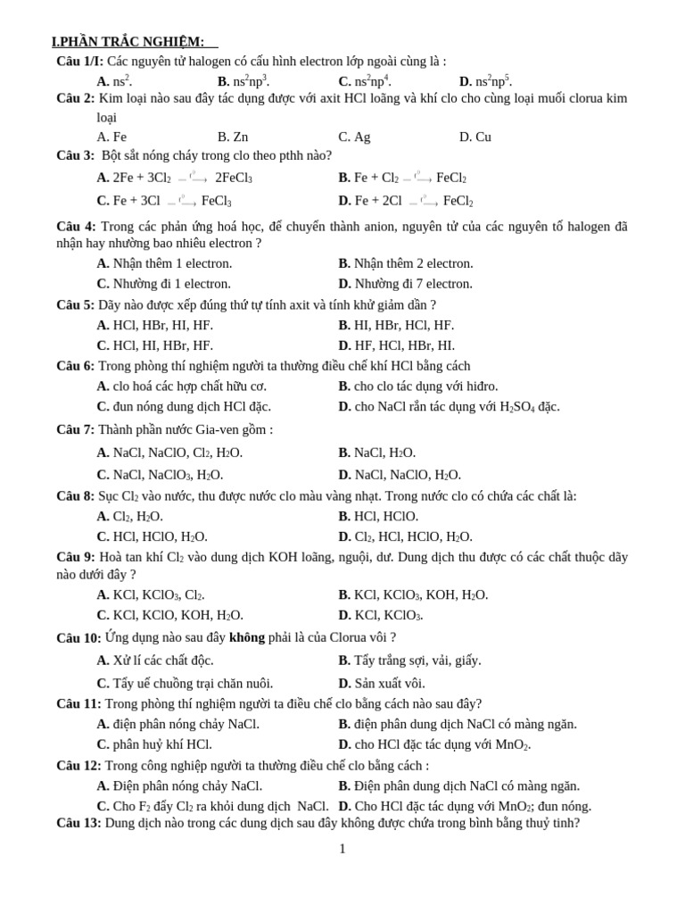 Bài Tập Ôn Tập Tuần 30 31 H10 2022 | PDF