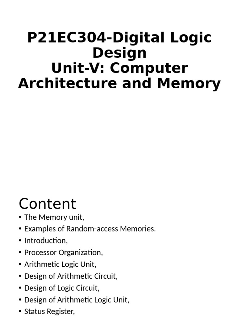KCS DLD P21ec304 Unit-V | PDF | Computer Data Storage | Computer Memory