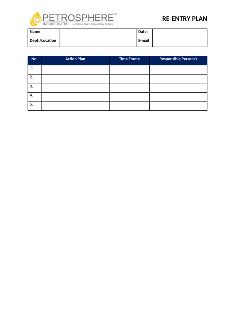 Re-Entry Plan Template | PDF
