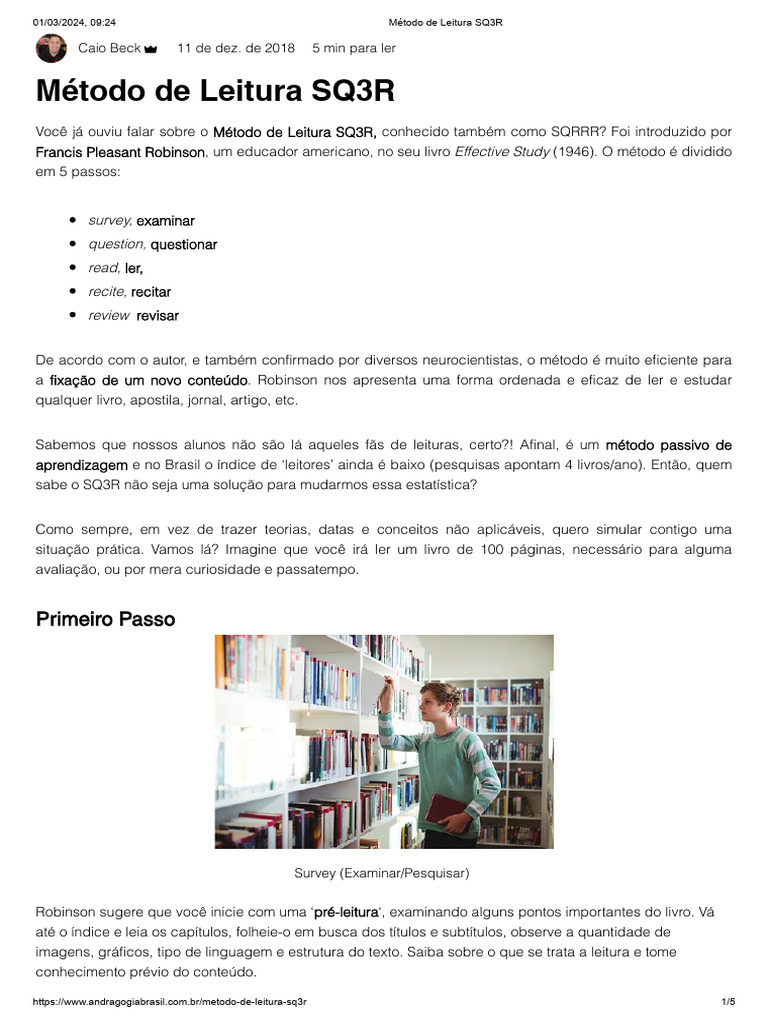 Método SQ3R: Leitura Eficiente e Prática | PDF | Aprendizado | Sócrates