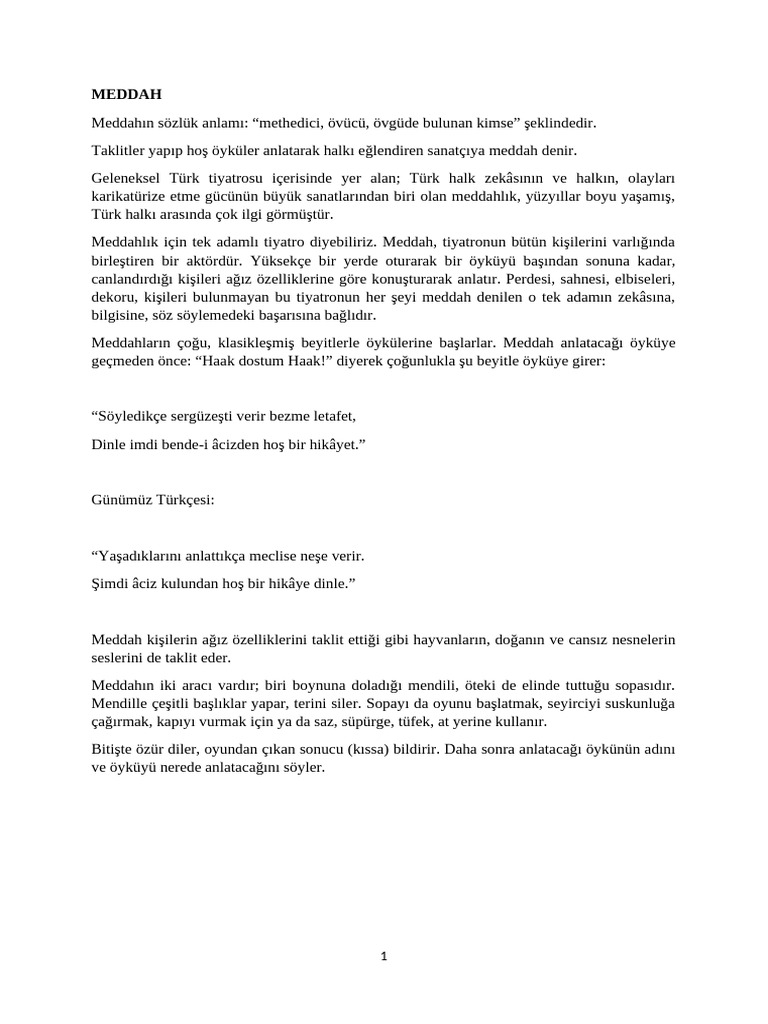 Meddah-Orta Oyunu | PDF
