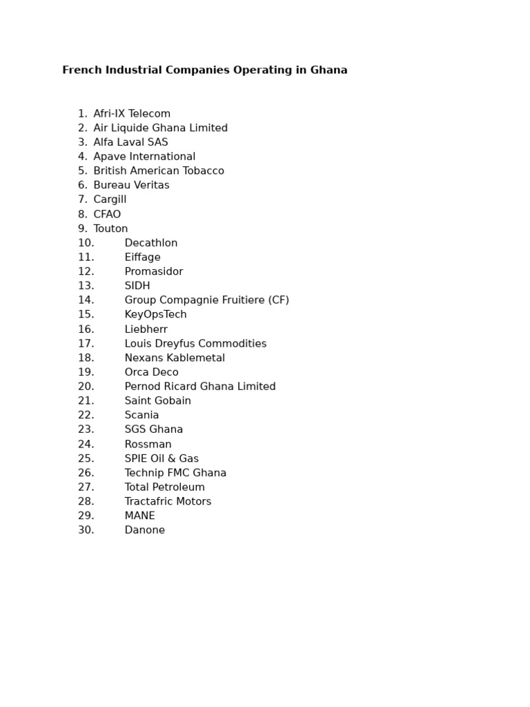 French Industrial Companies in Ghana | PDF