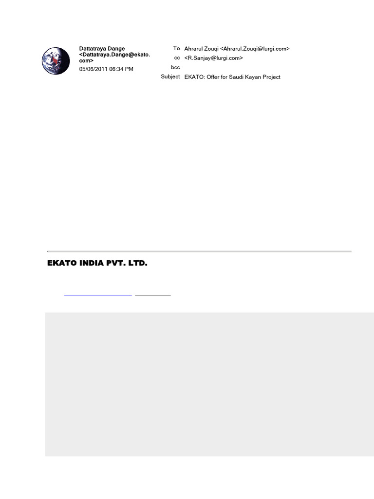 EKATO - Offer For Saudi Kayan | PDF