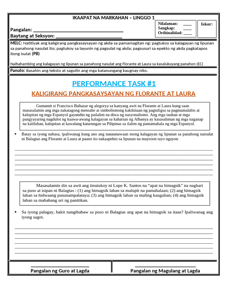 Q4 Performance Task 1 | PDF