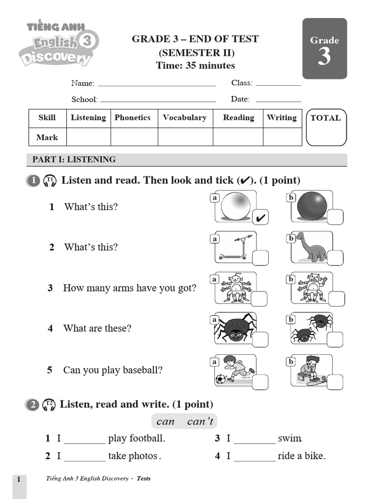 Grade 3 - End of Test-Semester Ii-A-New-19-4 | PDF