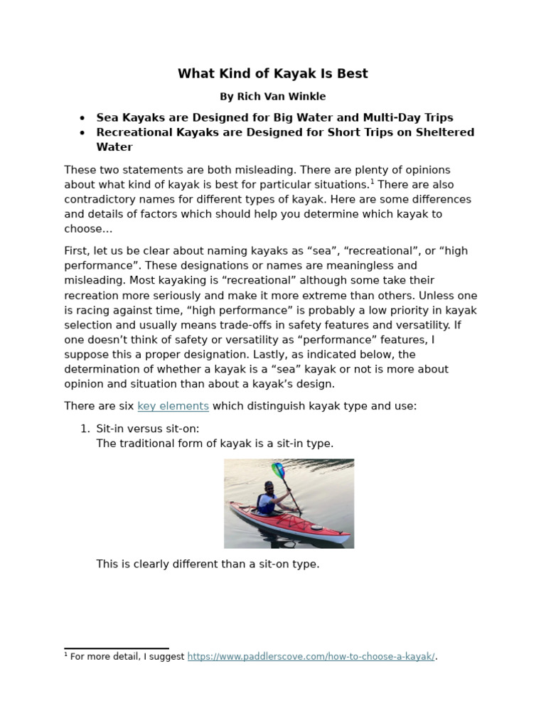 What Kind of Kayak Is Best | PDF | Kayak | Watercraft