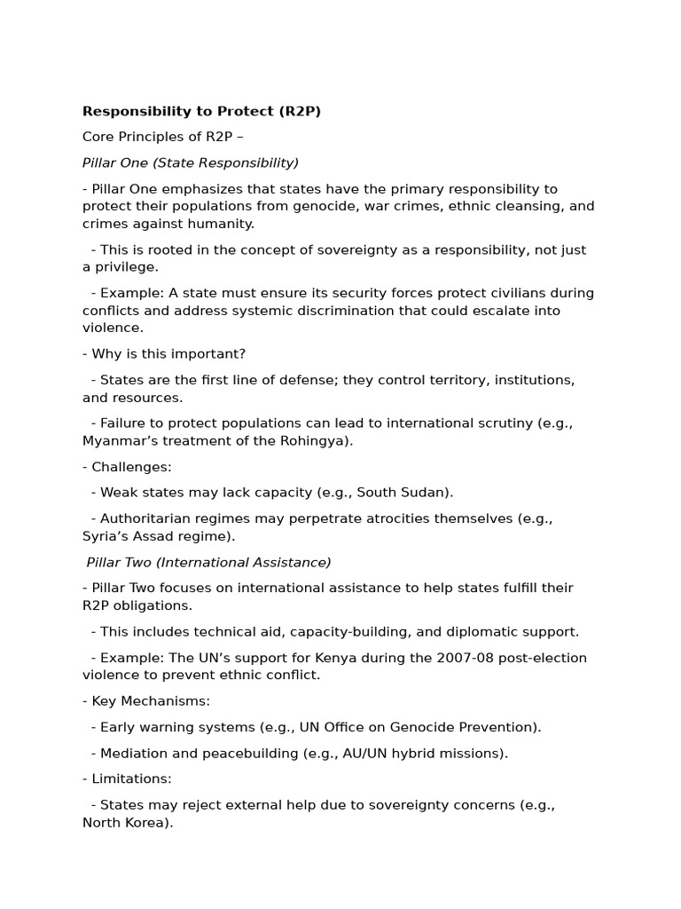 R2P and Non-State Actors | PDF | Responsibility To Protect | United ...