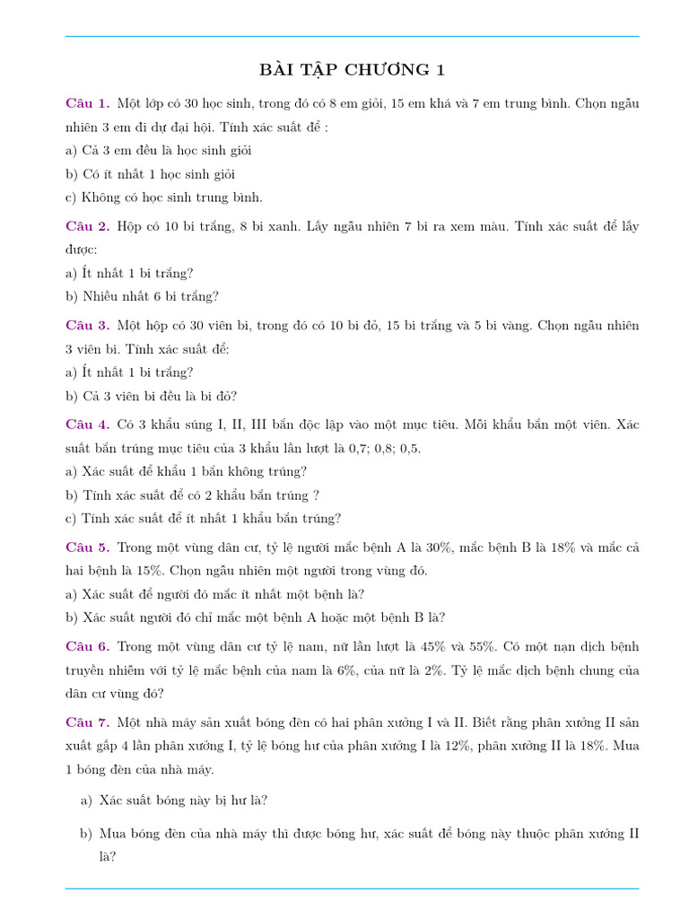 BAI TAP TU LUAN CHUONG 1 | PDF
