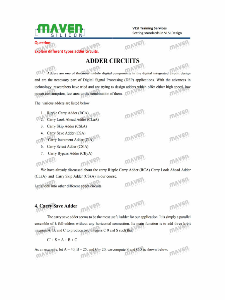 MASS - Adder Circuits | PDF