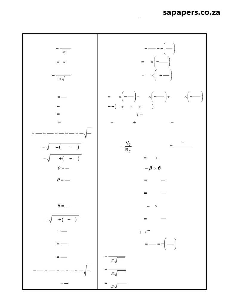 Electrical Technology P3 Electronics Formula Sheet 2022 | PDF ...
