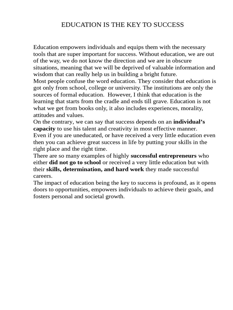 Education: The Path to Success | PDF