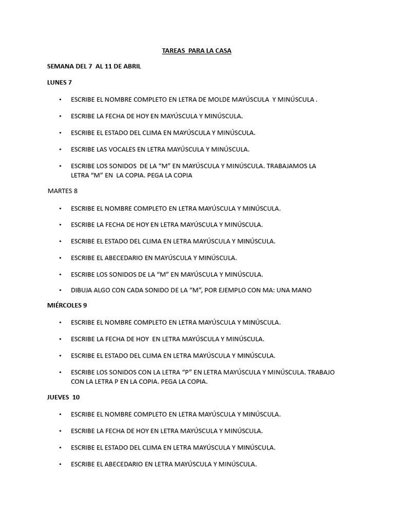 Tareas para La Casa | PDF