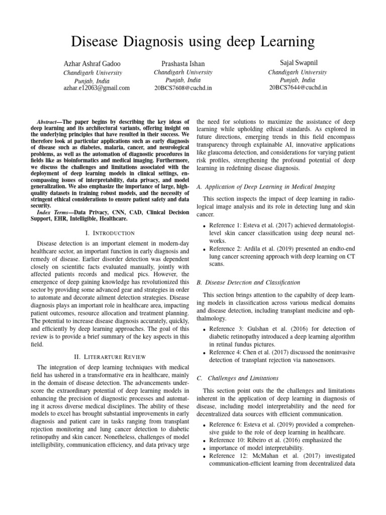 Research Paper Disease Diagnosis Using Deep Learning Updated | PDF | Deep Learning | Medical ...