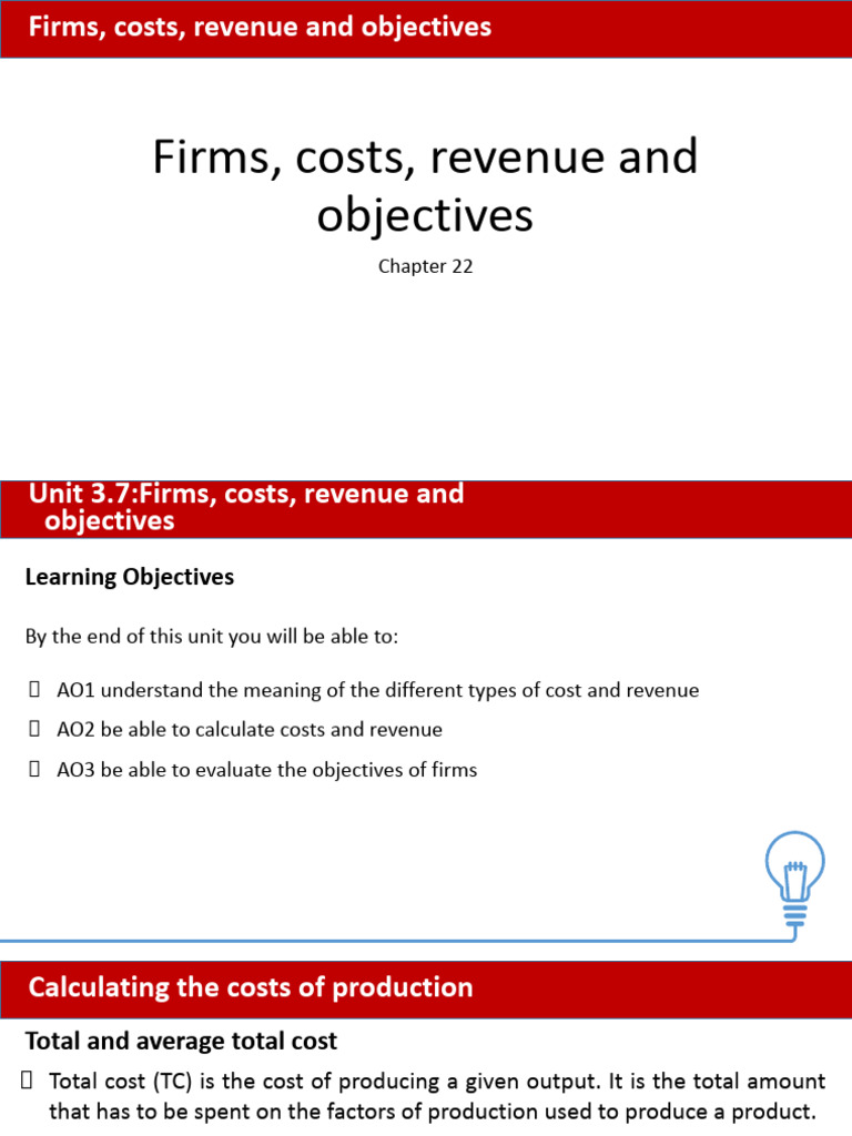 Firms, Costs, Revenue, and Objectives | PDF | Profit (Economics) | Monopoly