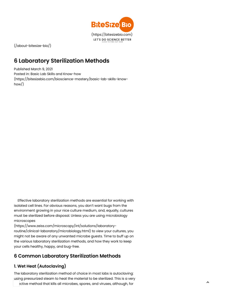 6 Essential Lab Sterilization Methods | PDF | Sterilization (Microbiology) | Filtration