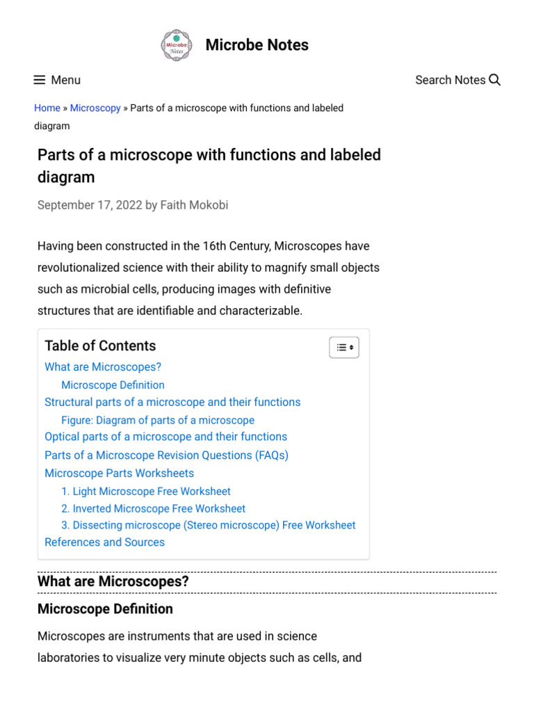 Labeled Diagram of Microscope Parts | PDF | Microscope | Optical Devices