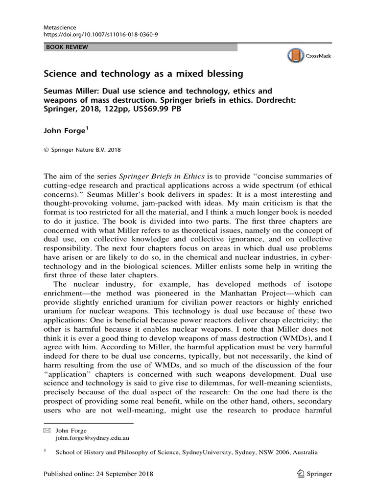Ethics of Dual Use in Science | PDF | Enriched Uranium | Science