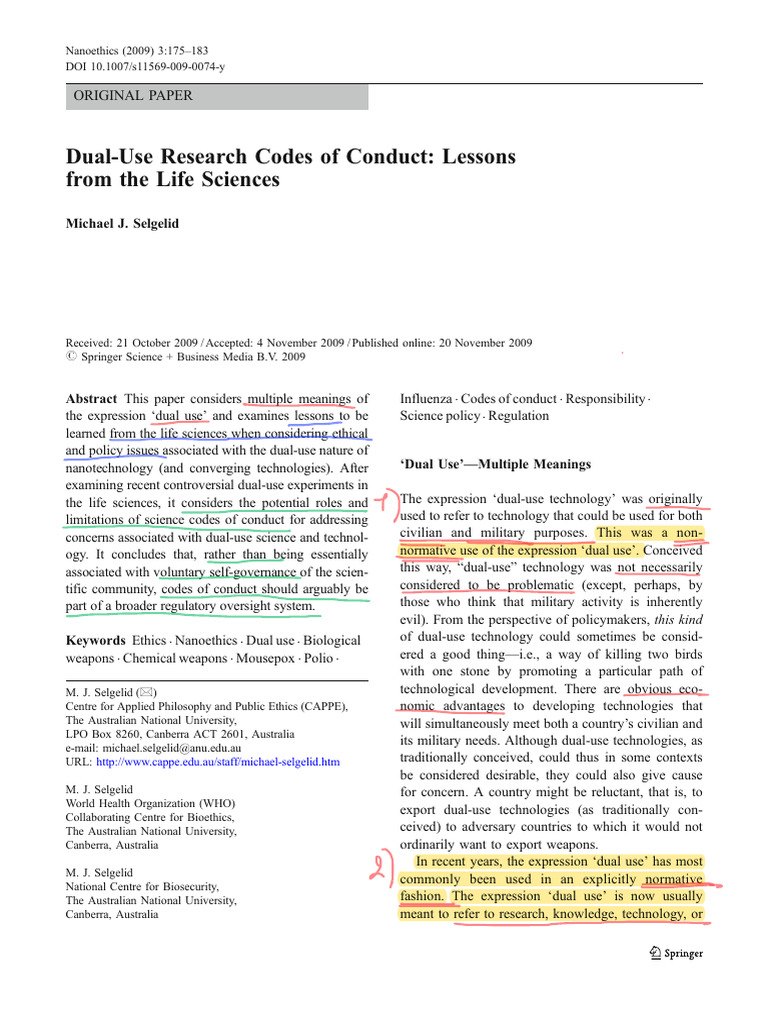 Dual-Use Research in Life Sciences | PDF | Smallpox | Bioterrorism
