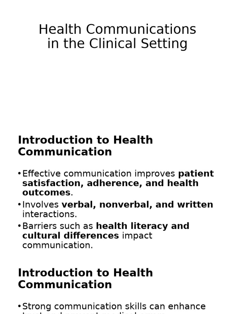 Health Communications in The Clinical Setting | PDF | Communication ...
