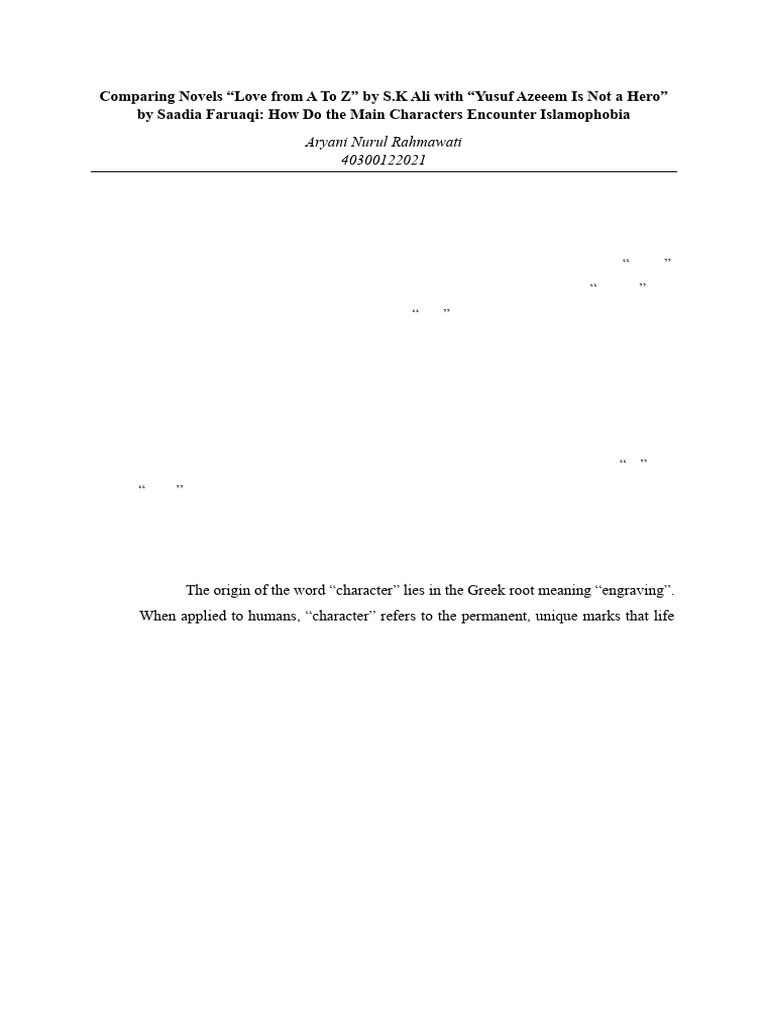 Comparing Novels "Love From A To Z" by S.K Ali With "Yusuf Azeeem Is ...