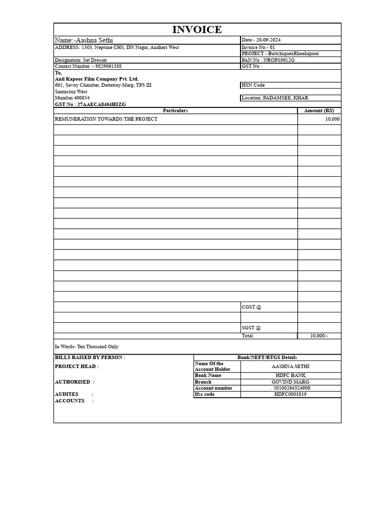 ButtchiquexRheaKapoor Invoice - AKFCN | PDF