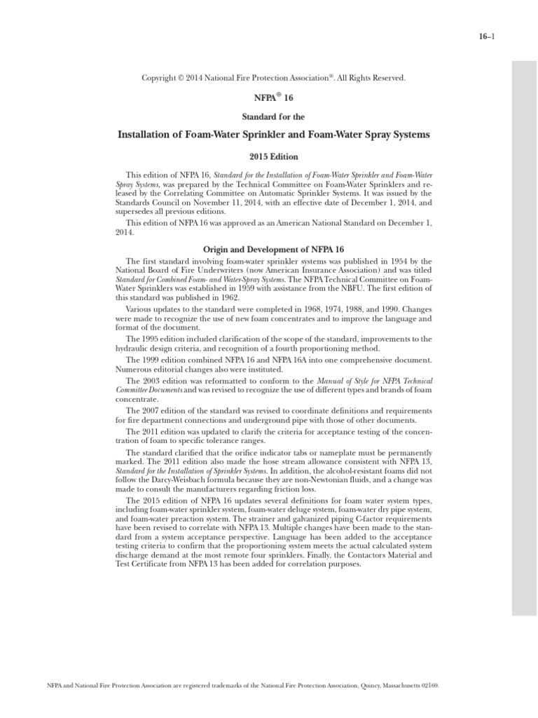 Nfpa 16 | PDF | Fire Sprinkler System | Pump