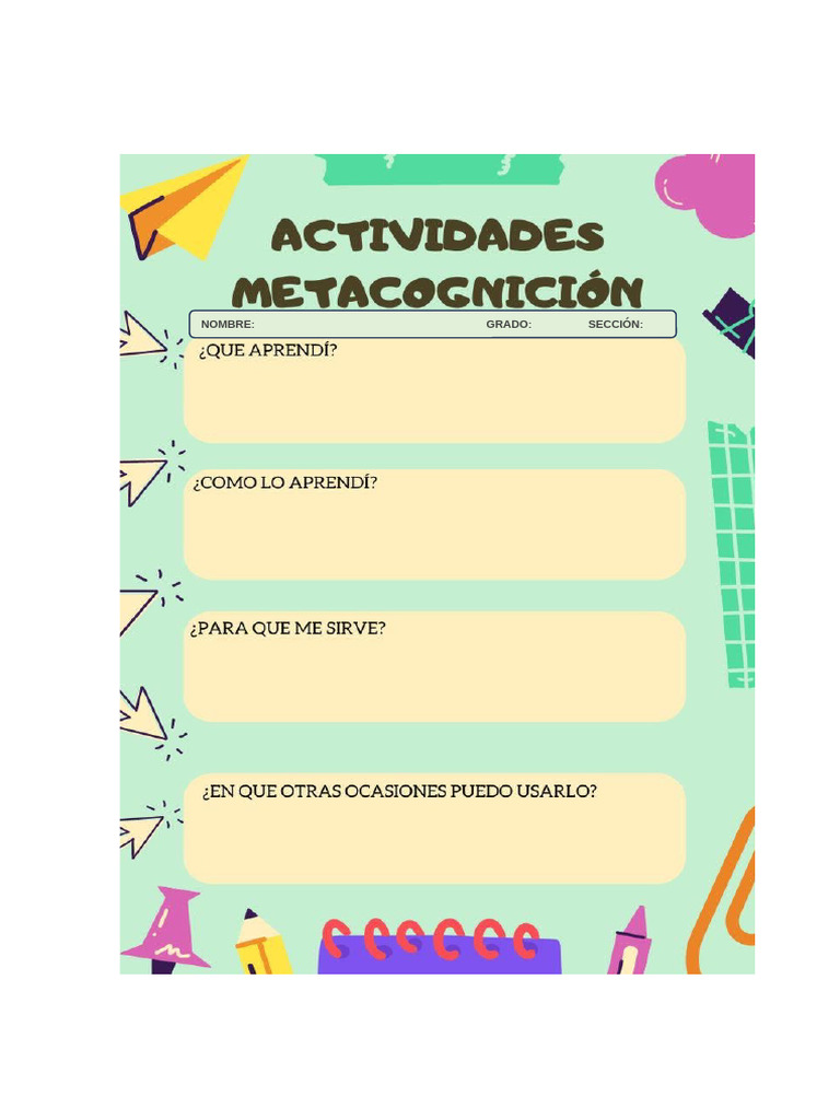 Ficha de Metacognicion | PDF