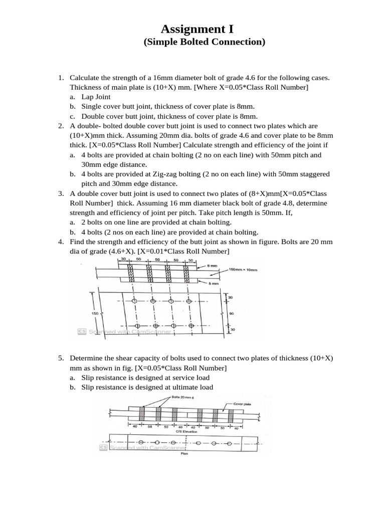 Assignment I (Simple Bolted Connection) | PDF | Screw | Mechanical ...