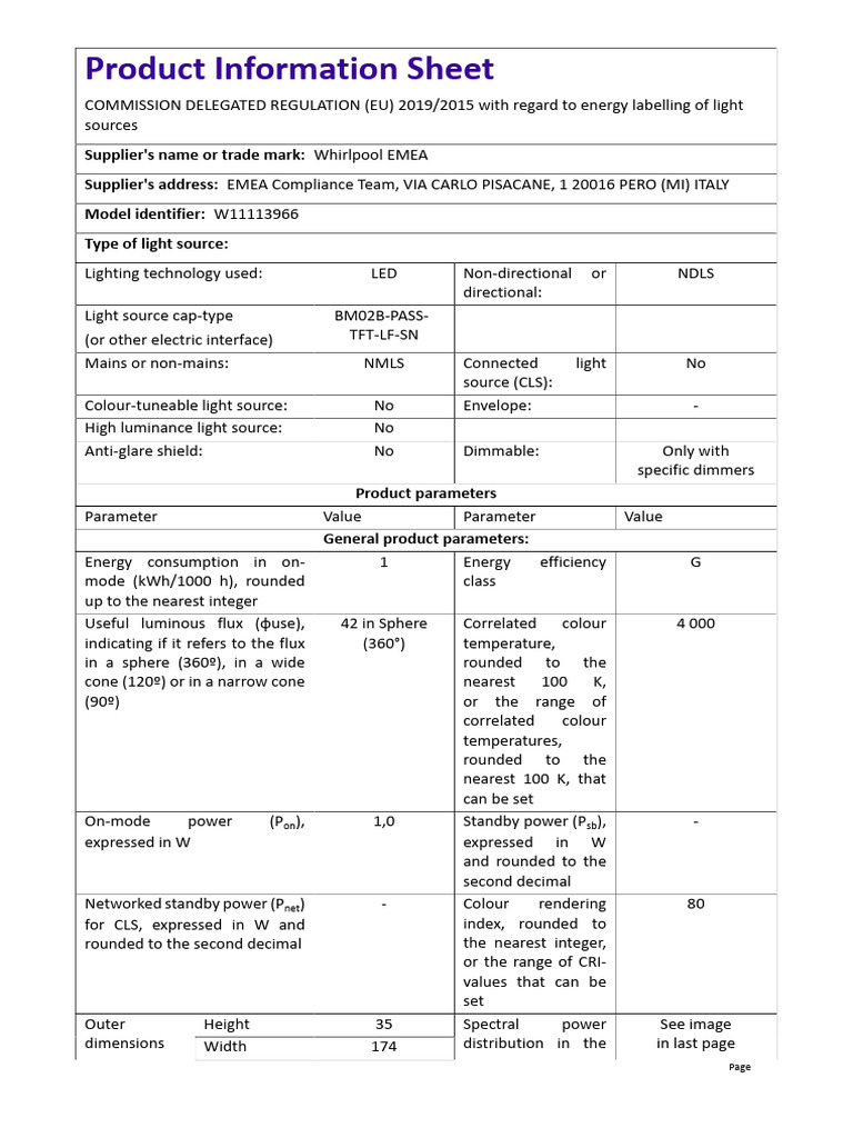 Product Information Sheet: Supplier's Name or Trade Mark: Supplier's ...