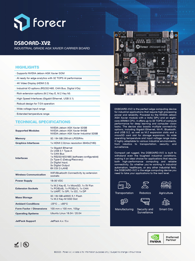 FORECR_DSBOARD_XV2_Datasheet_2024 | PDF | Usb | Computer Architecture