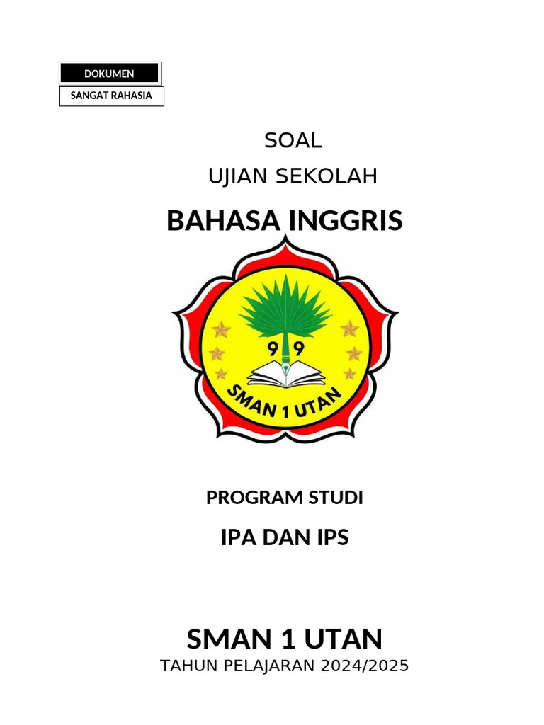 SOAL UTAMA US BAHASA ING 2025 | PDF