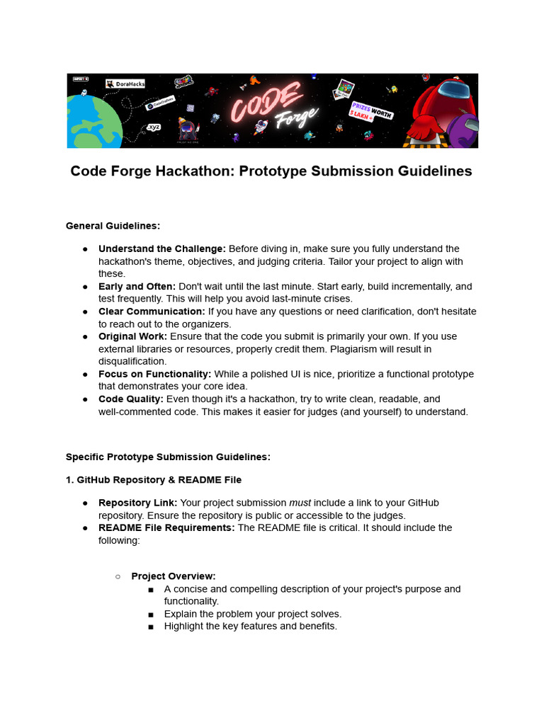 Code Forge Hackathon Submission Guide | PDF | Software Repository | Library (Computing)