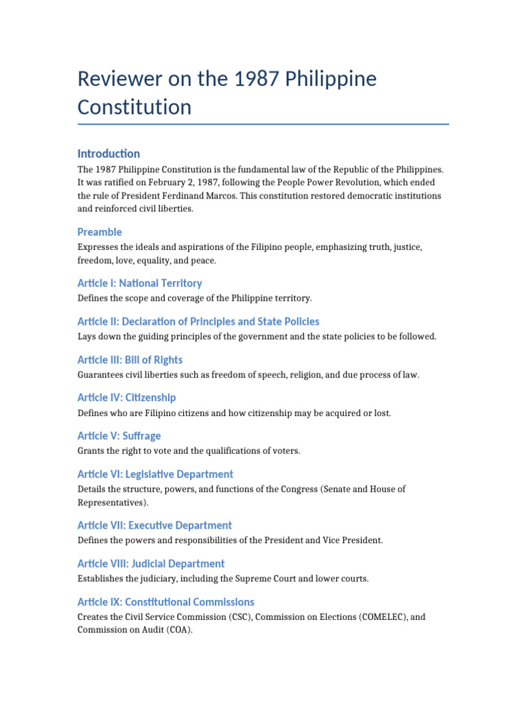 1987 Philippine Constitution Reviewer | PDF | Government | Justice