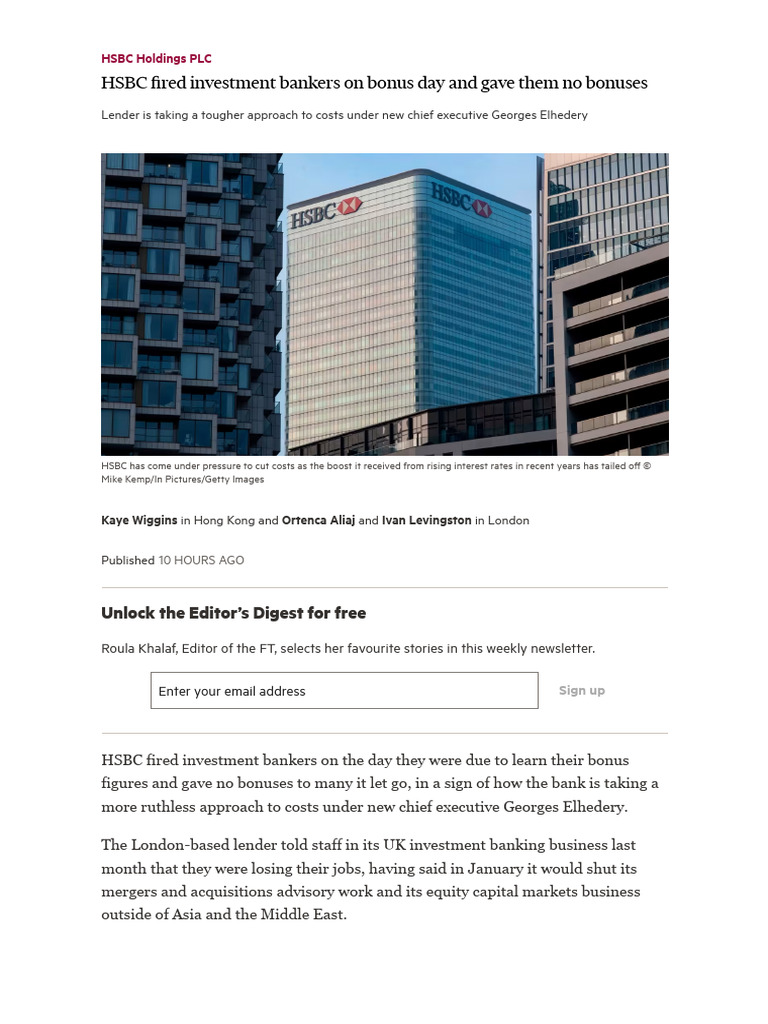 @wap91 HSBC Fired Investment Bankers On Bonus Day and Gave Them | PDF ...
