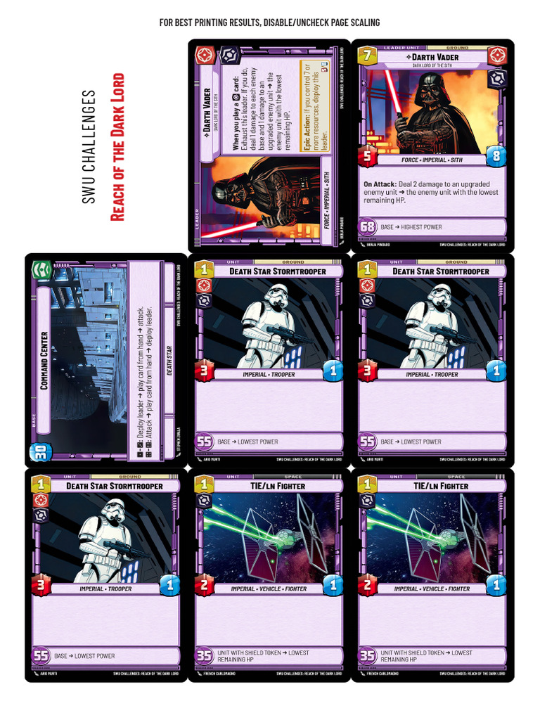 SWU Challenges - Reach of the Dark Lord | PDF