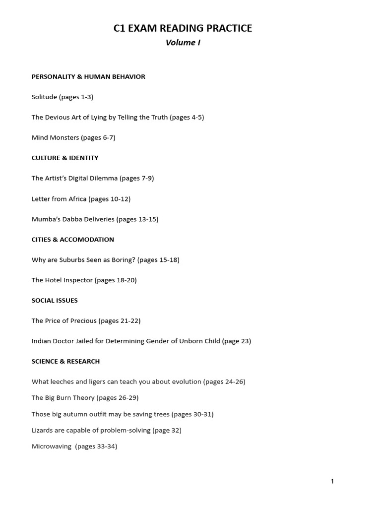 C1 Reading Pack 1 | PDF | Marriage | Suburb