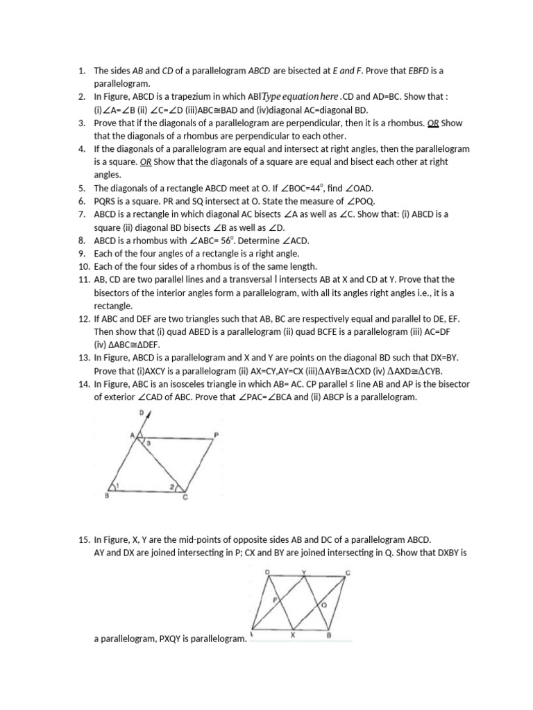 Diagonal Properties of Squares and Rhombuses | PDF | Rectangle | Euclid