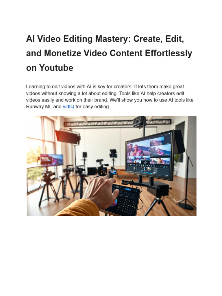 Strategies To Mastering Youtube Content Creation | PDF | Editing | Artificial Intelligence