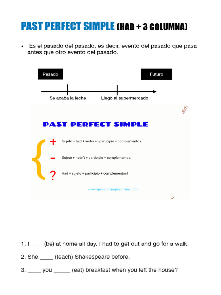 Past perfect simple | PDF