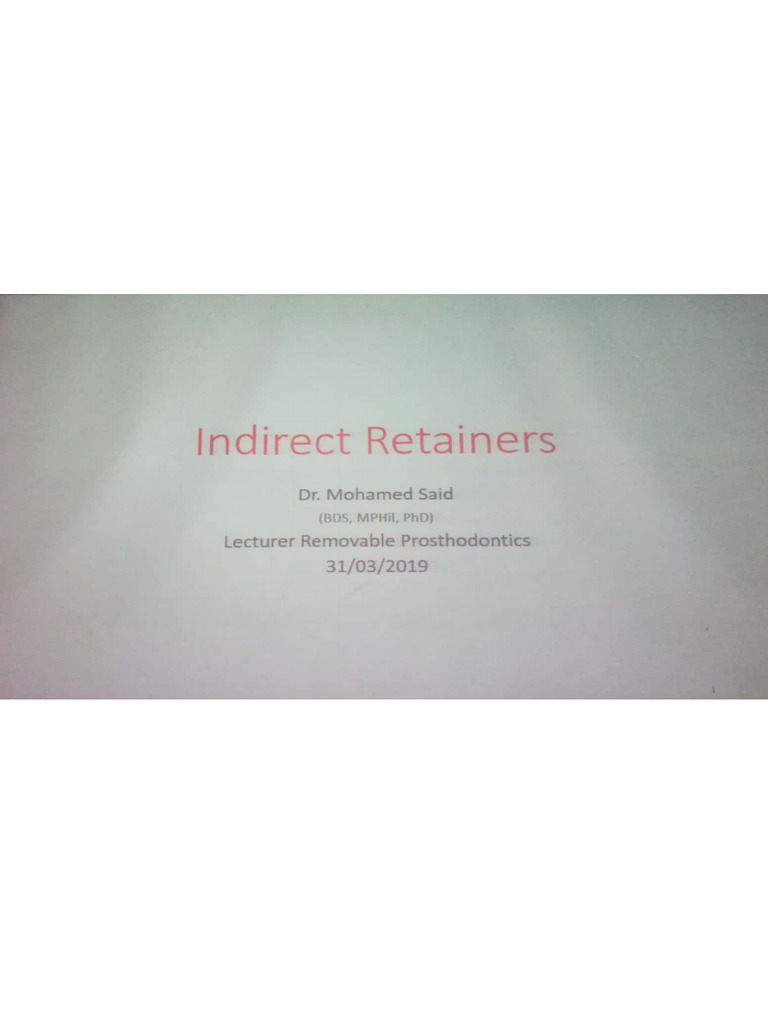 Indirect Retainers | PDF