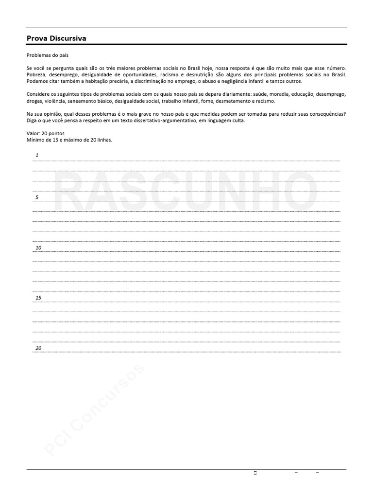 Prova Discursiva - Técnico Judiciário (TRF 1 Região - 2024) | PDF