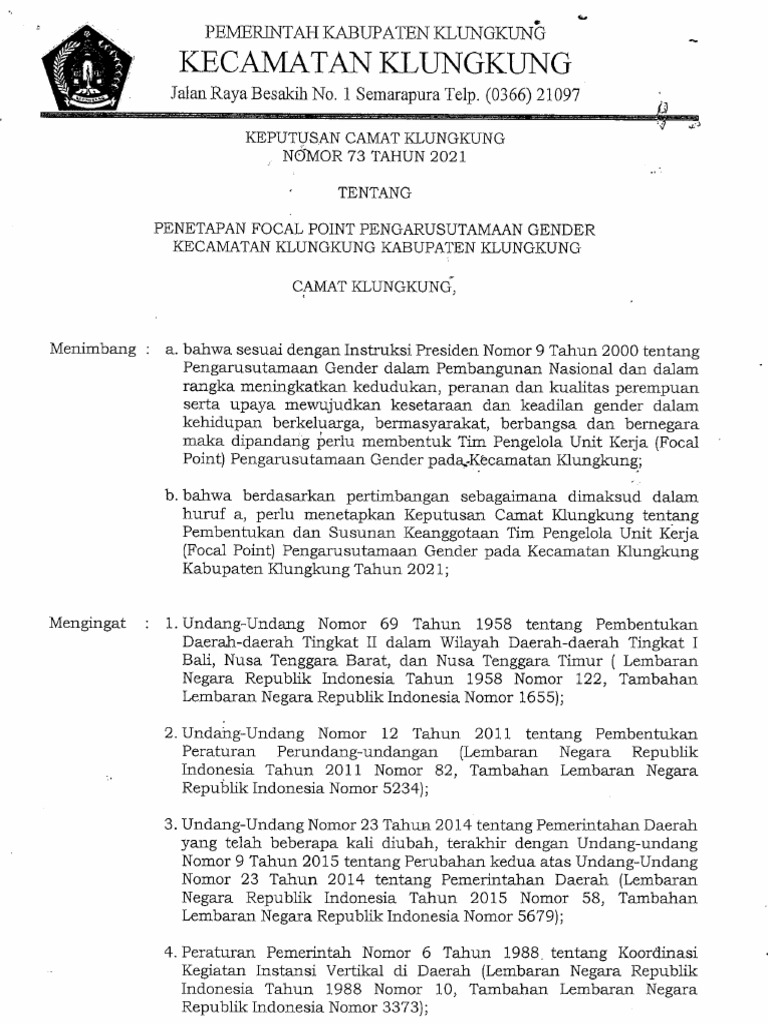 SK Focal Point Pengarusutamaan Gender 21 | PDF