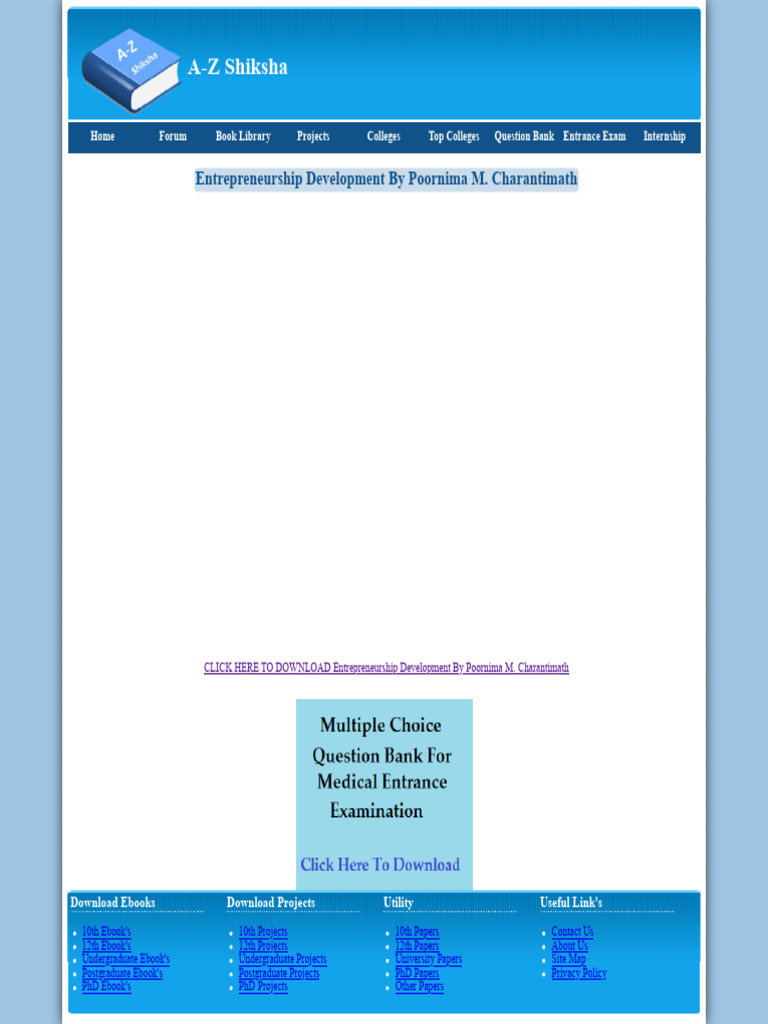 Entrepreneurship Development by Poornima M. Charantimath | PDF