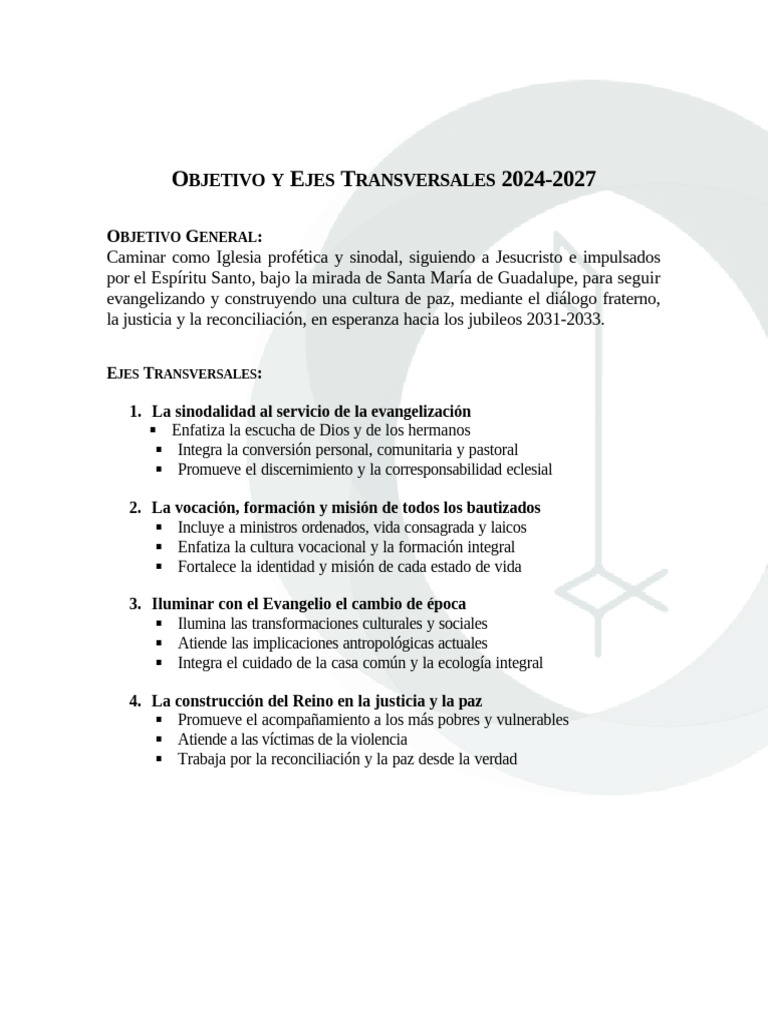 Objetivos Transversales 2024-2027 | PDF
