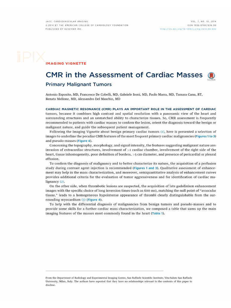 CMR in The Assessment of Cardiac Masses | PDF
