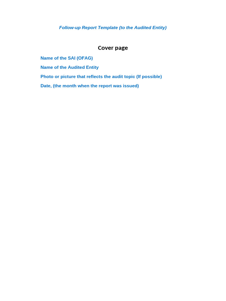 FUWP 5 Follow-Up Report Template (To The Audited Entity) | PDF