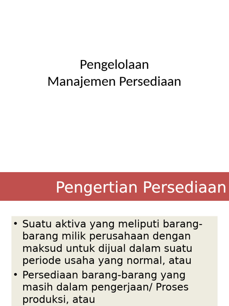 Manajemen Persediaan dan Klasifikasinya | PDF