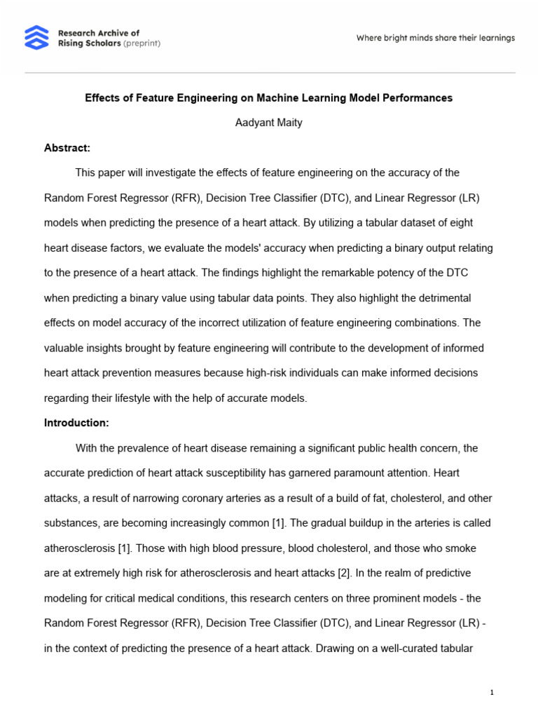 Effects of Feature Engineering On Machine Learning | PDF | Coronary ...