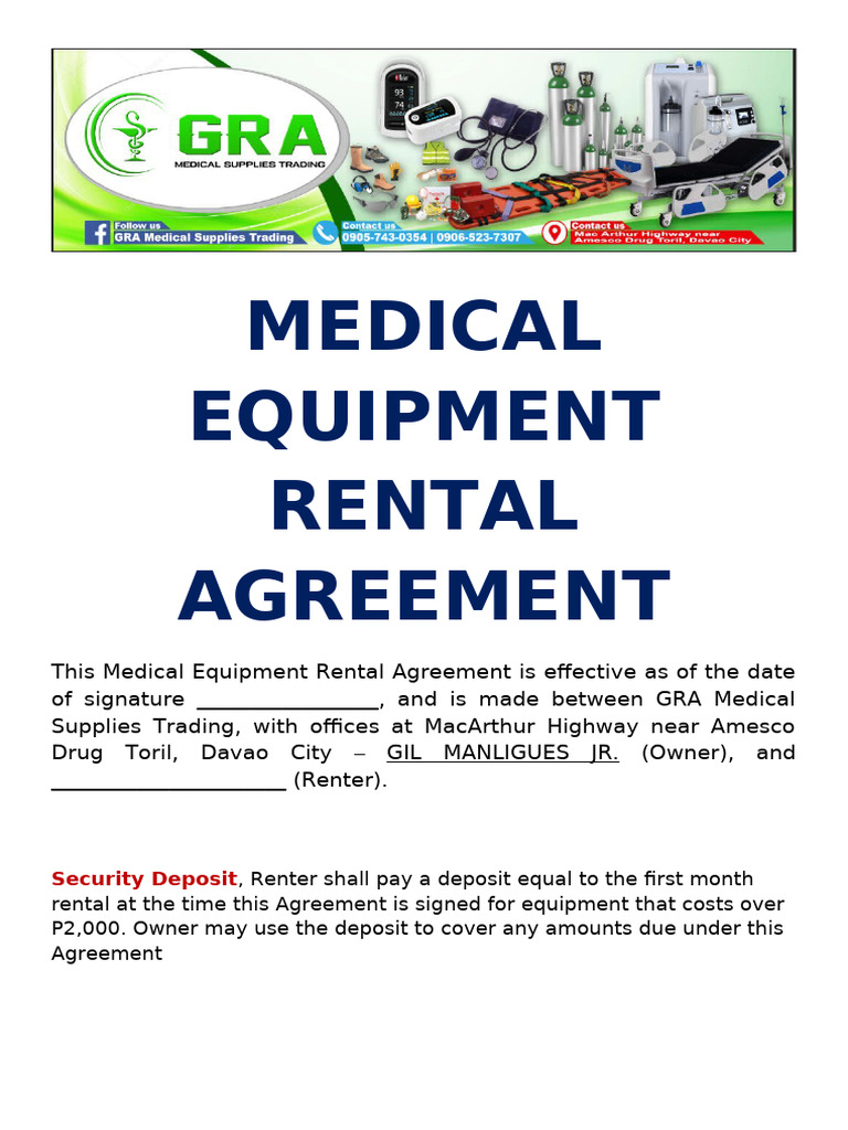 Medical Equipment Rental Agreement | PDF